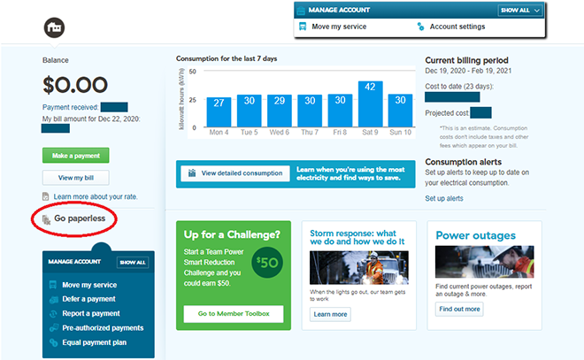 Paperless billing offer